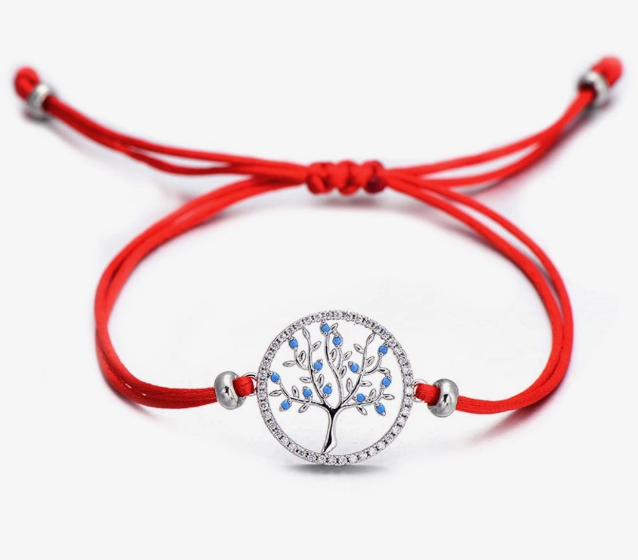 Charm Bracelet For Women, Blue Zircon Life Tree In Middle Border With ...